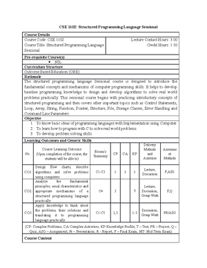 CSE-1101-Structured Programming Language - CSE 1101: Structured Programming Language Course ...