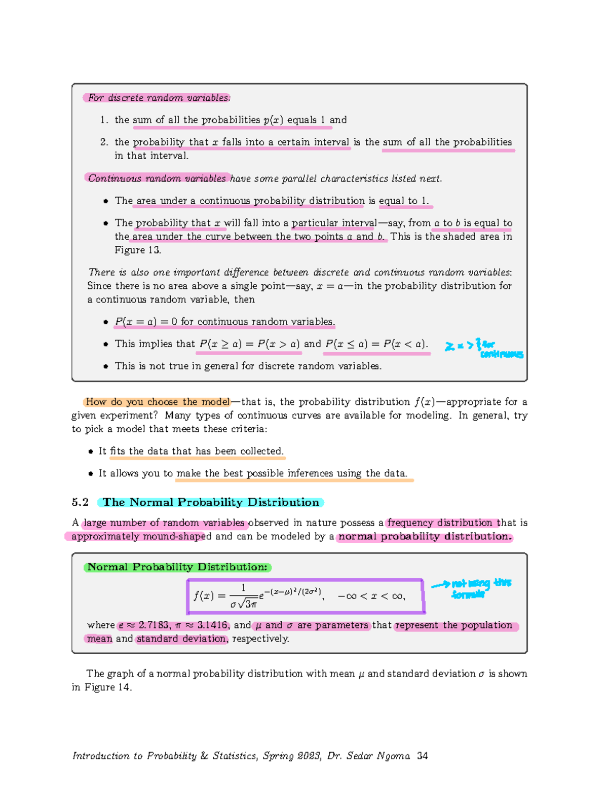 Lecture Note 2 - Normal Distribution - For discrete random variables ...