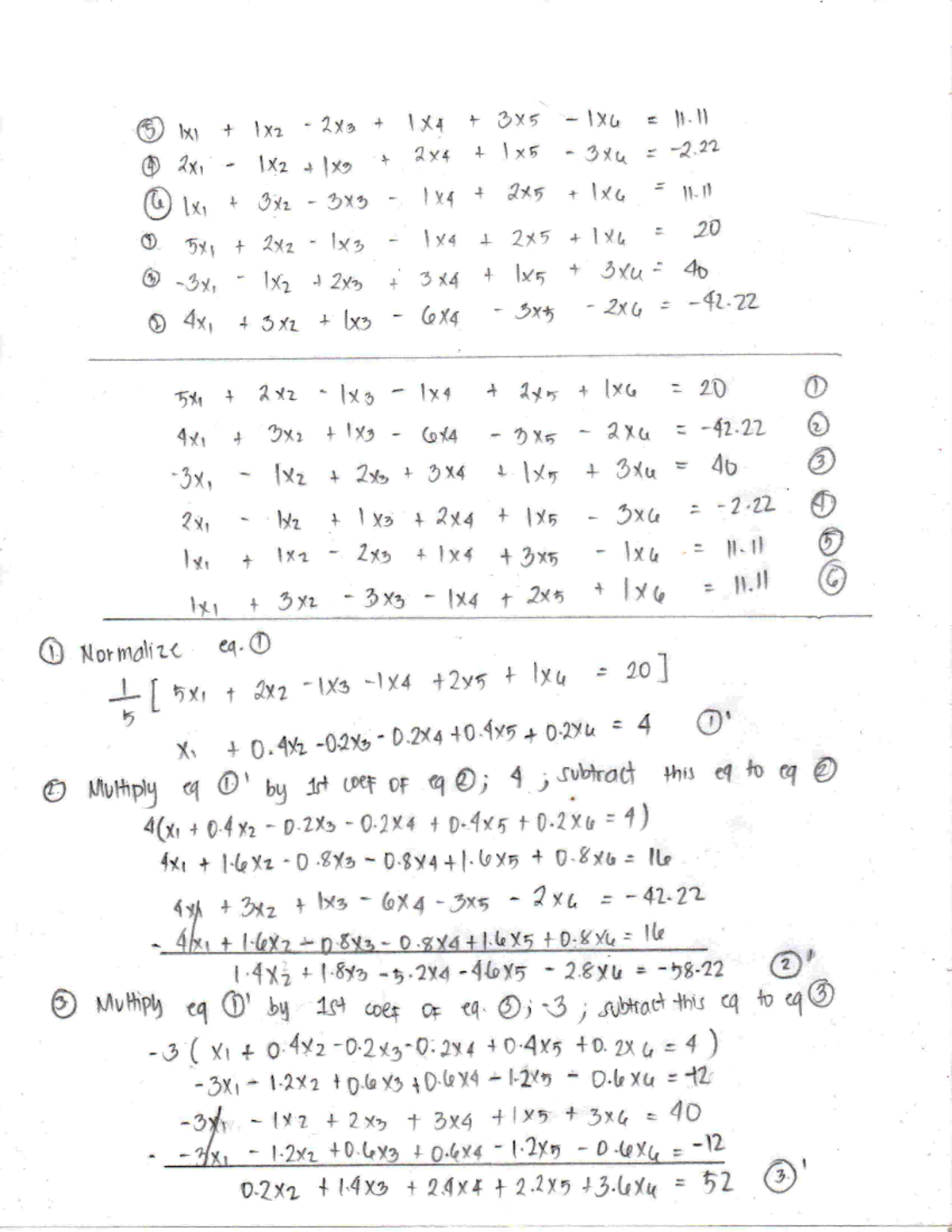 Gaussian Elimination Sample Problem Complete Solutions (Numerical ...