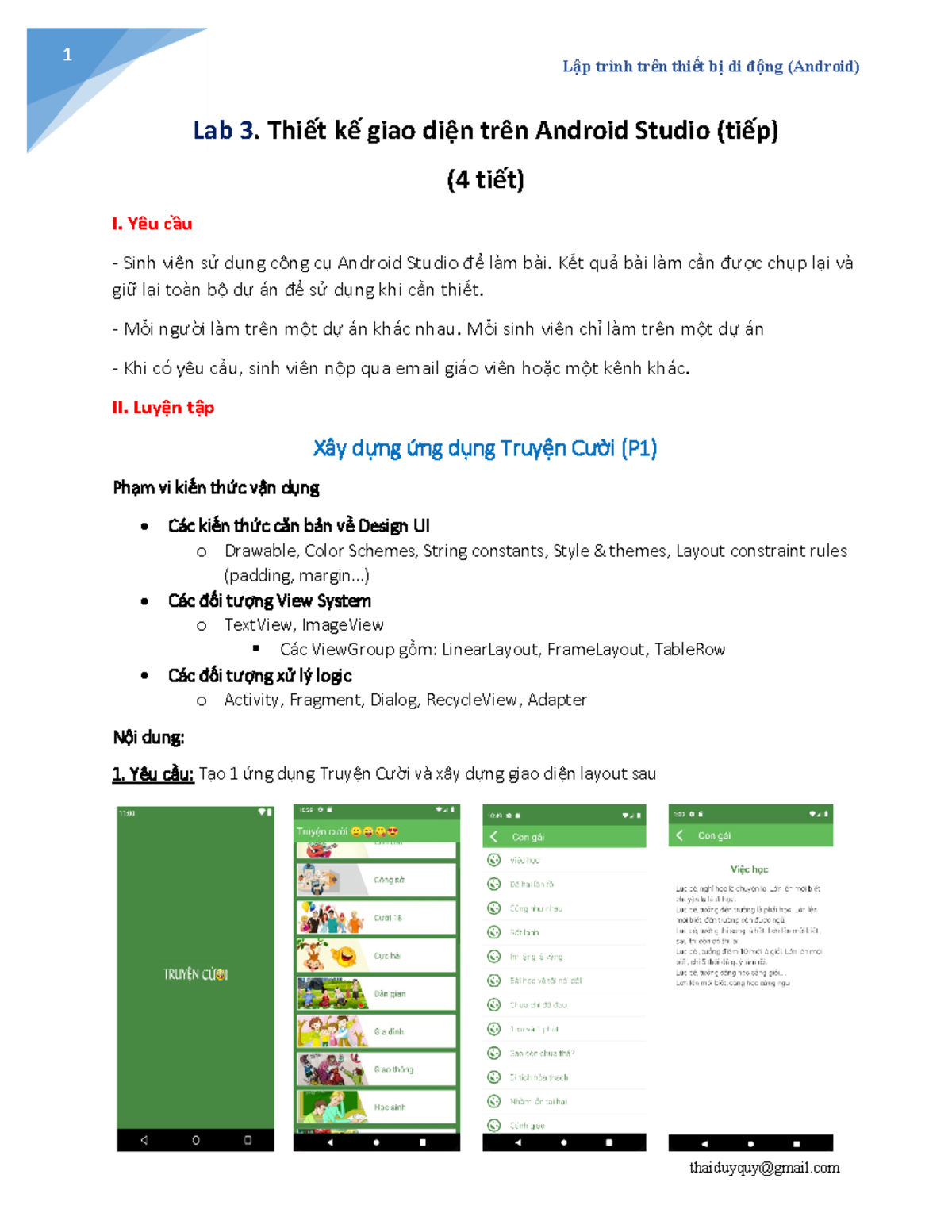 Lab 3 - UI design - android - Lập trình trên thiết bị di động (Android ...