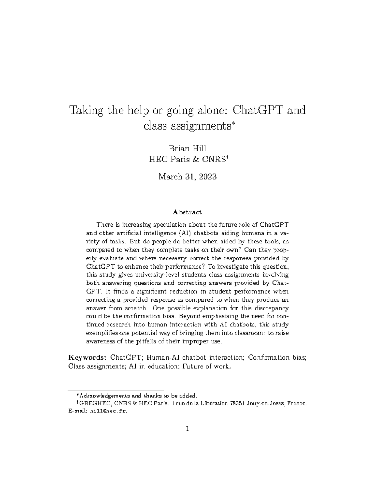 Chat GPT - Nothing - Taking the help or going alone: ChatGPT and class ...