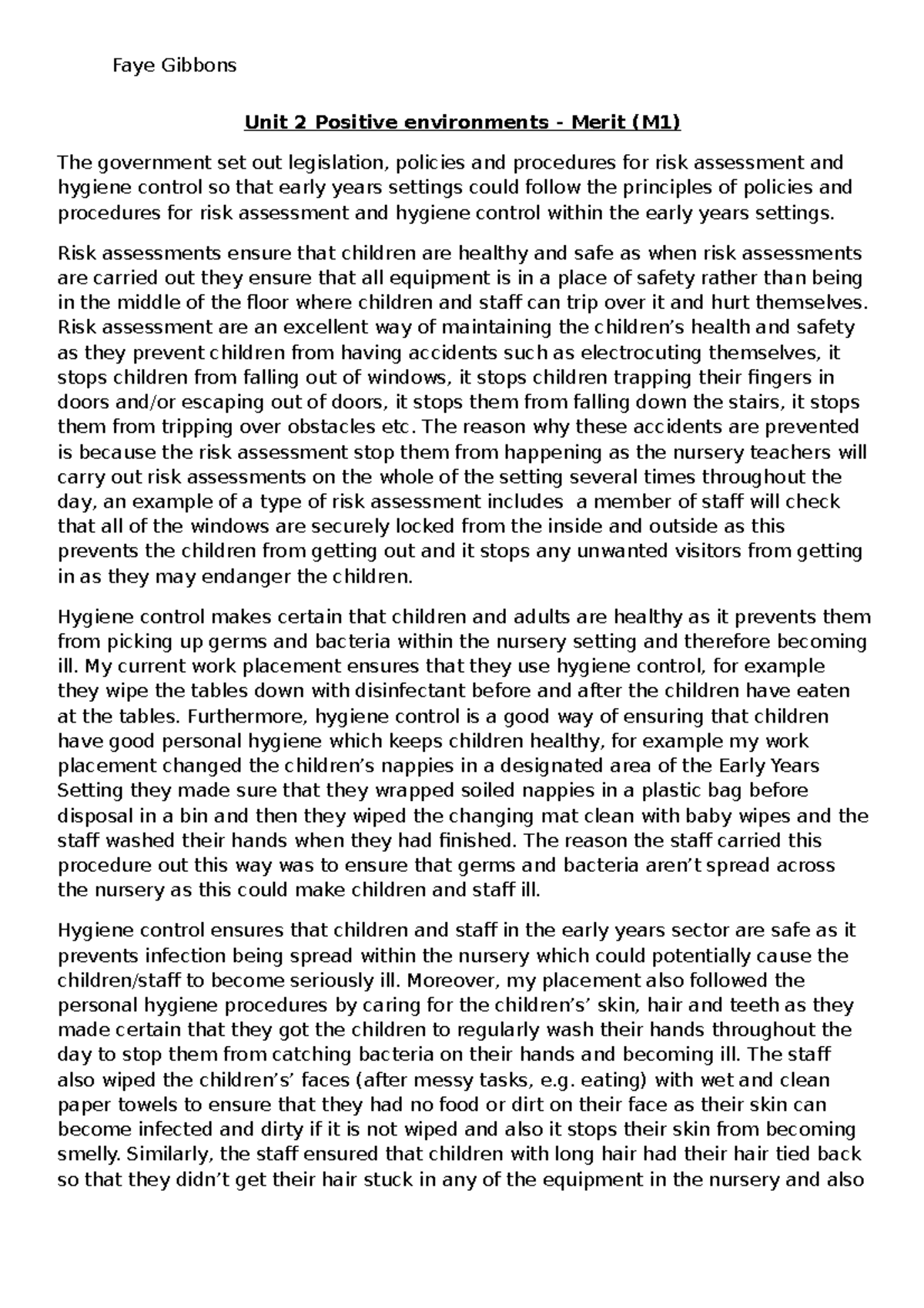 Task 9 m1 - Task 9 - child development - Faye Gibbons Unit 2 Positive ...