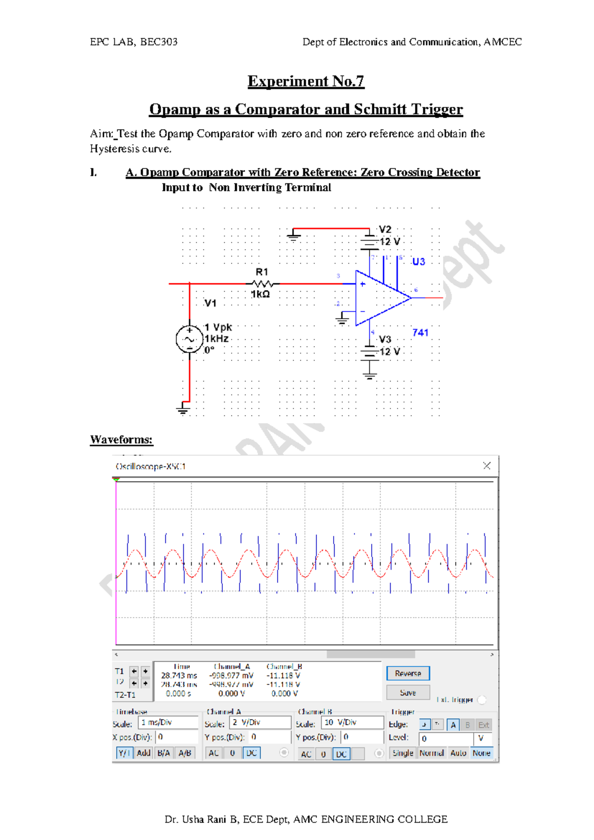 8. Opamp comparator - ........................ - Experiment No. Opamp ...