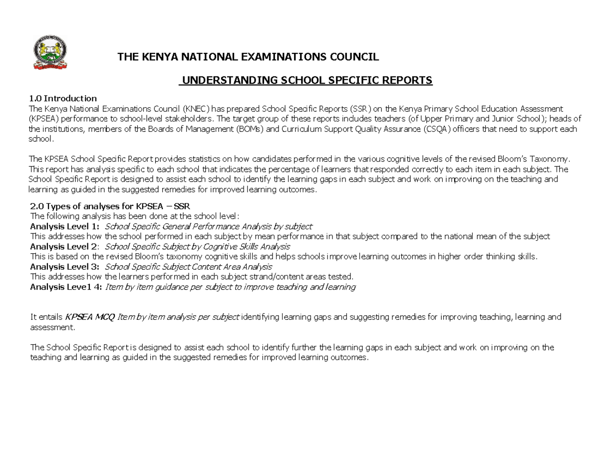 Kpseassr - Kepsea - THE KENYA NATIONAL EXAMINATIONS COUNCIL ...