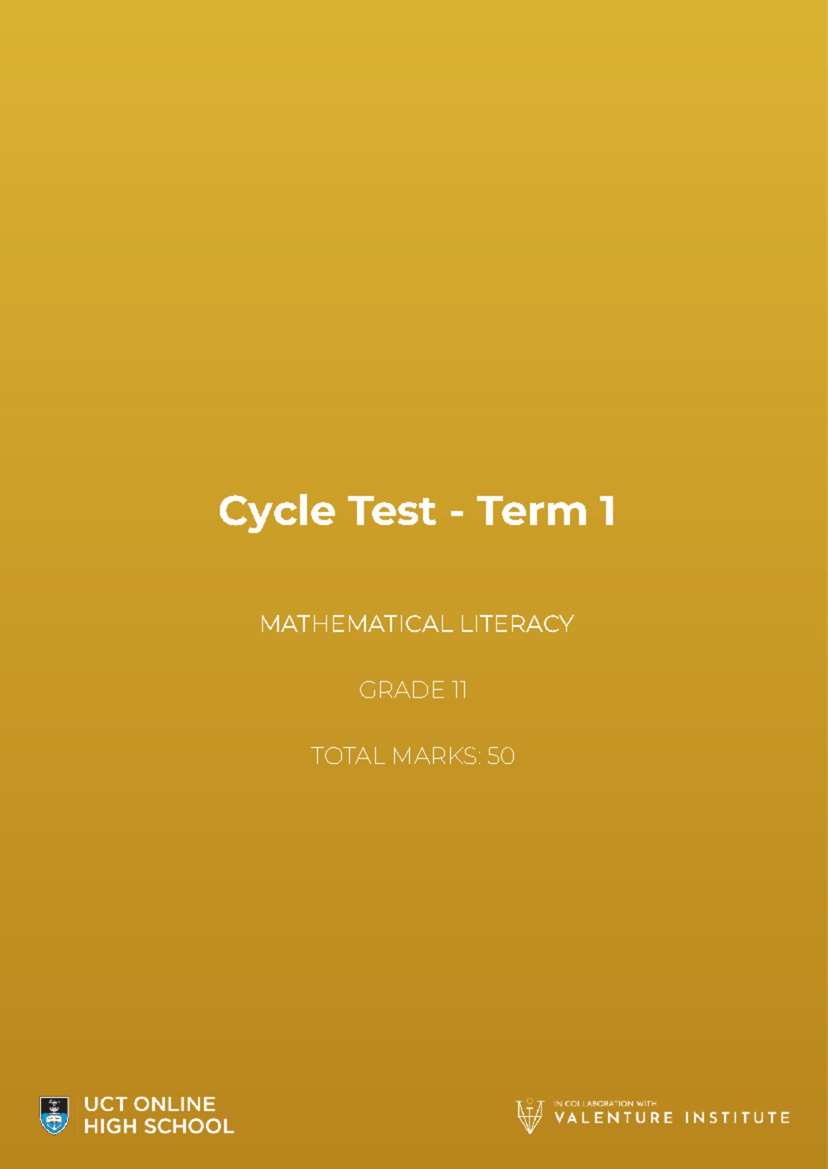 G11 Mathematical Literacy Term 1 Cycle Test Question Paper - Cycle Test ...