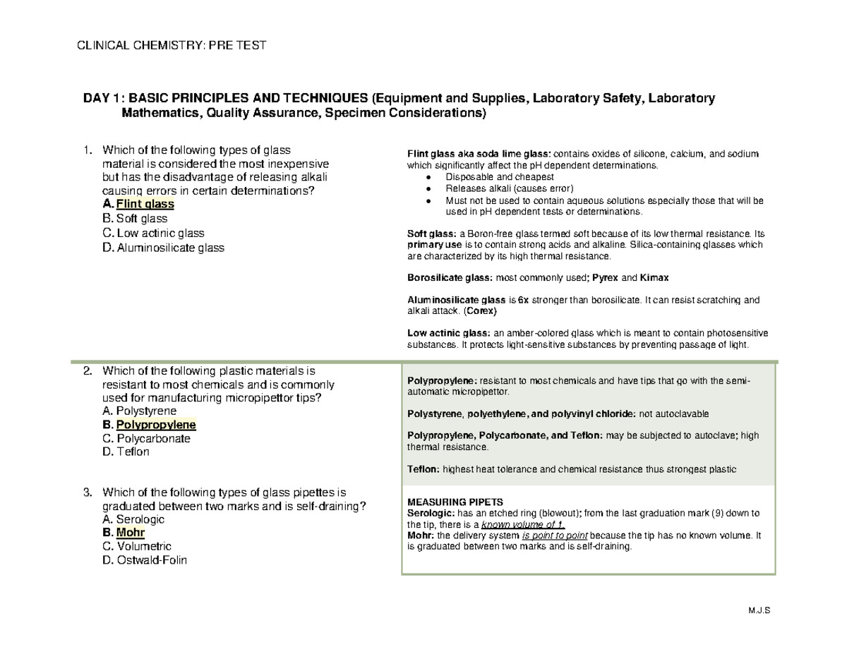 CC PRE TEST DAY 1 - Notes - DAY 1: BASIC PRINCIPLES AND TECHNIQUES ...