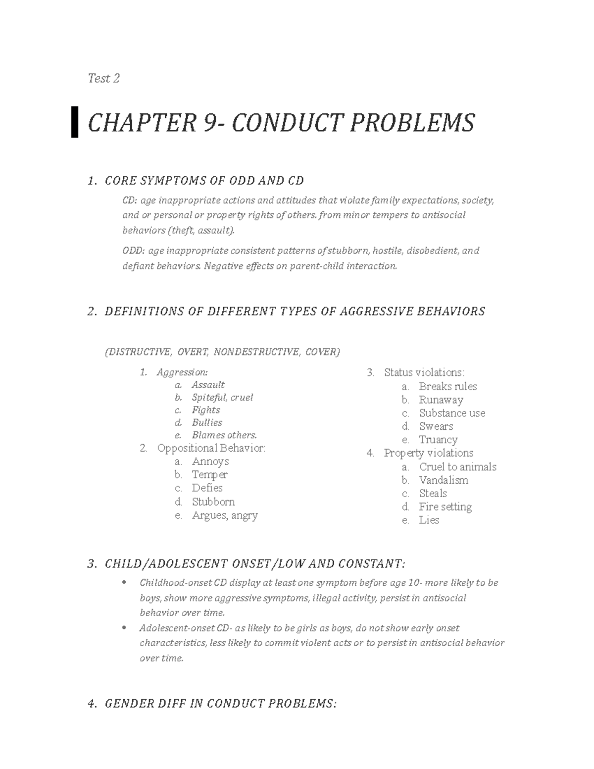 Test 2 CLP - Lecture notes 7-13 - Test 2 CHAPTER 9- CONDUCT PROBLEMS 1 ...