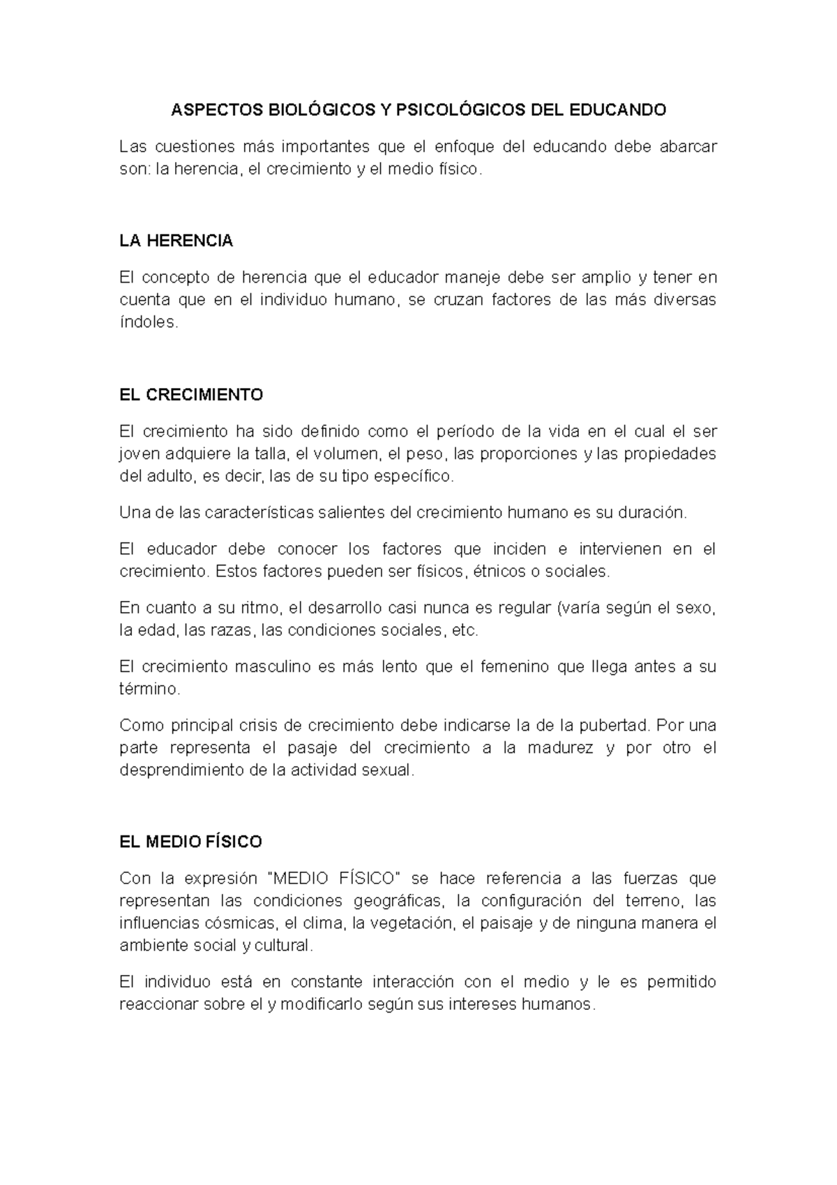 Aspectos Biológicos Y Psicológicos DEL Educando - ASPECTOS BIOLÓGICOS Y ...
