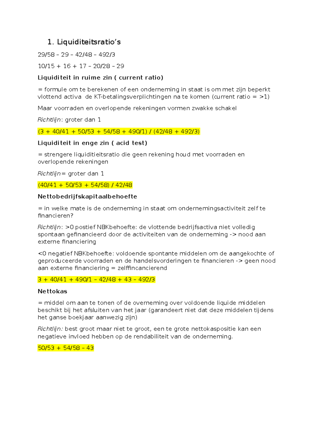Uitgebreid formularium ratio-analyse - 1. Liquiditeitsratio’s 29/58 ...