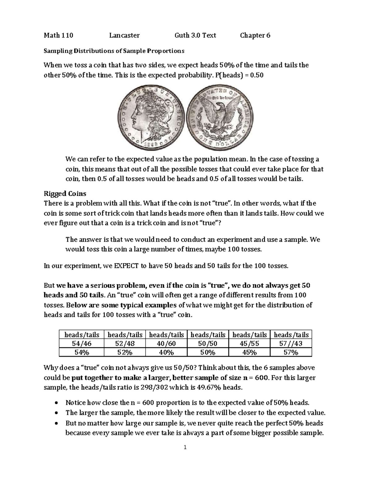 Chapter 6 notes - Math 110 Lancaster Guth 3 Text Chapter 6 Sampling ...