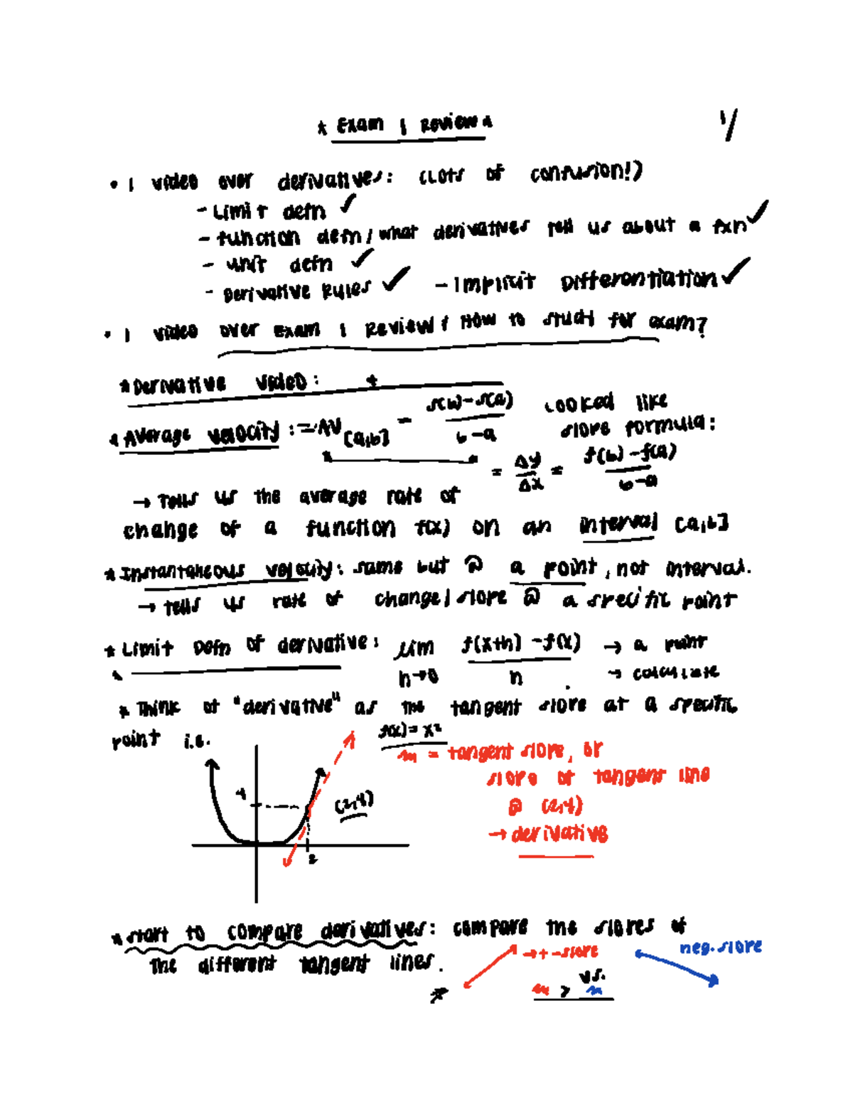 Derivative Review Notes - MATH 106 - Nebraska - Studocu