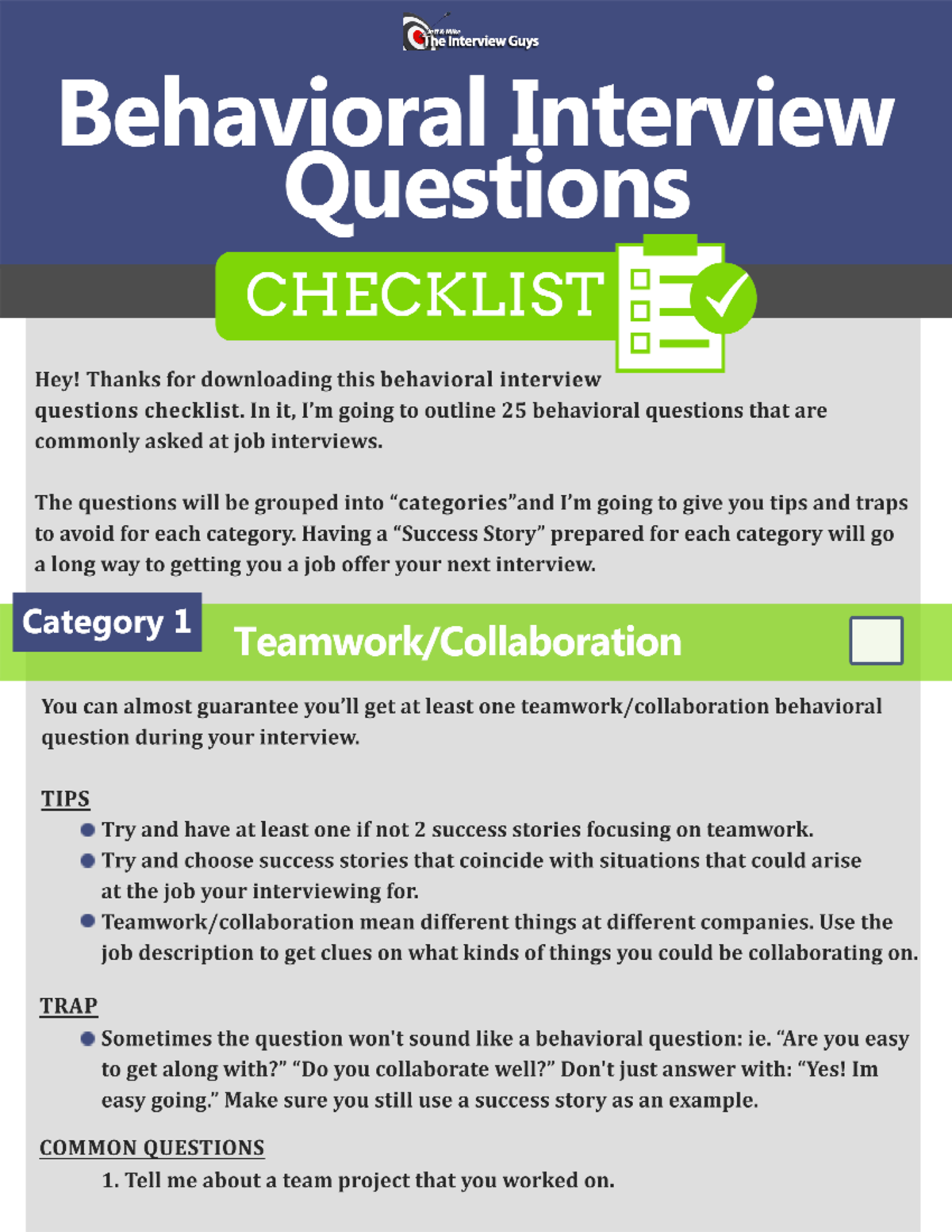 Behavioral-checklist 3 - The Interview Guys Behavioral Interview ...