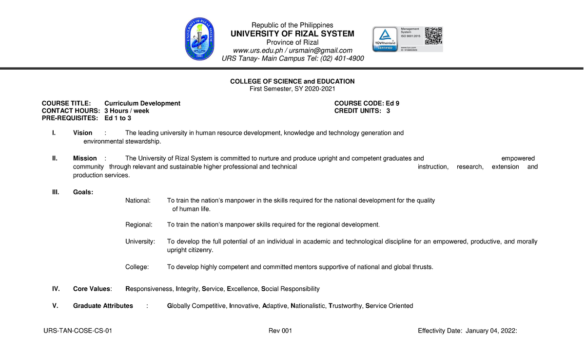 ED 9 The Teacher and the School Curriculum 1 - Republic of the ...