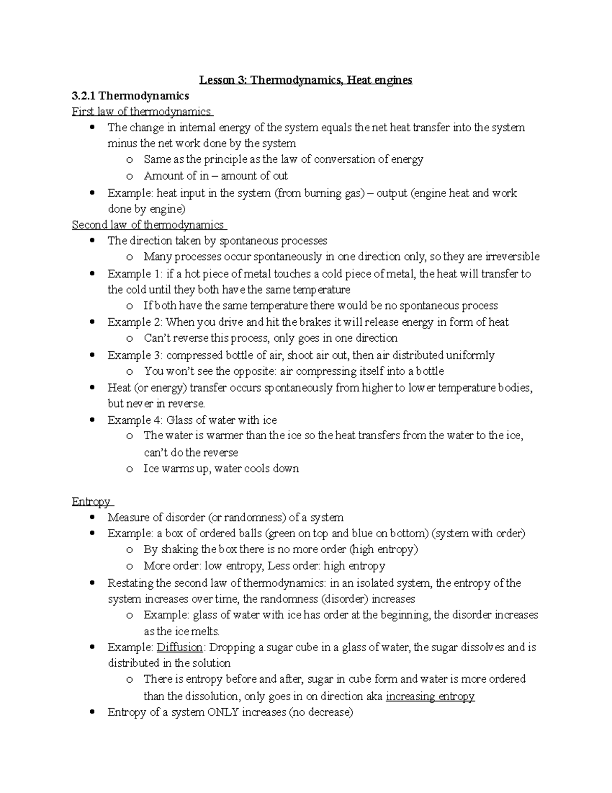 PHYS 273 notes CH 3pt2 - Lesson 3: Thermodynamics, Heat engines 3.2 ...