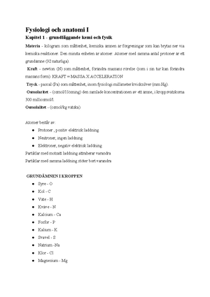 04 Anatomilista VT20 - Sammanfattning Fysiologi och anatomi I - Warning: TT: undefined function ...