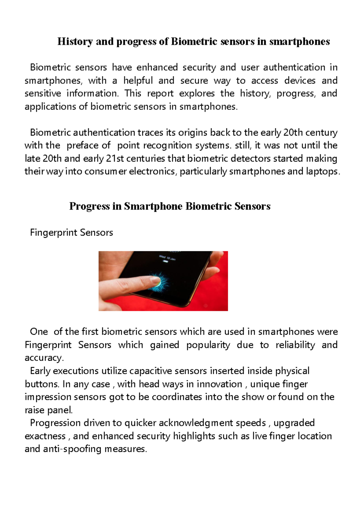 HW#2 - History and progress of Biometric sensors in smartphones ...