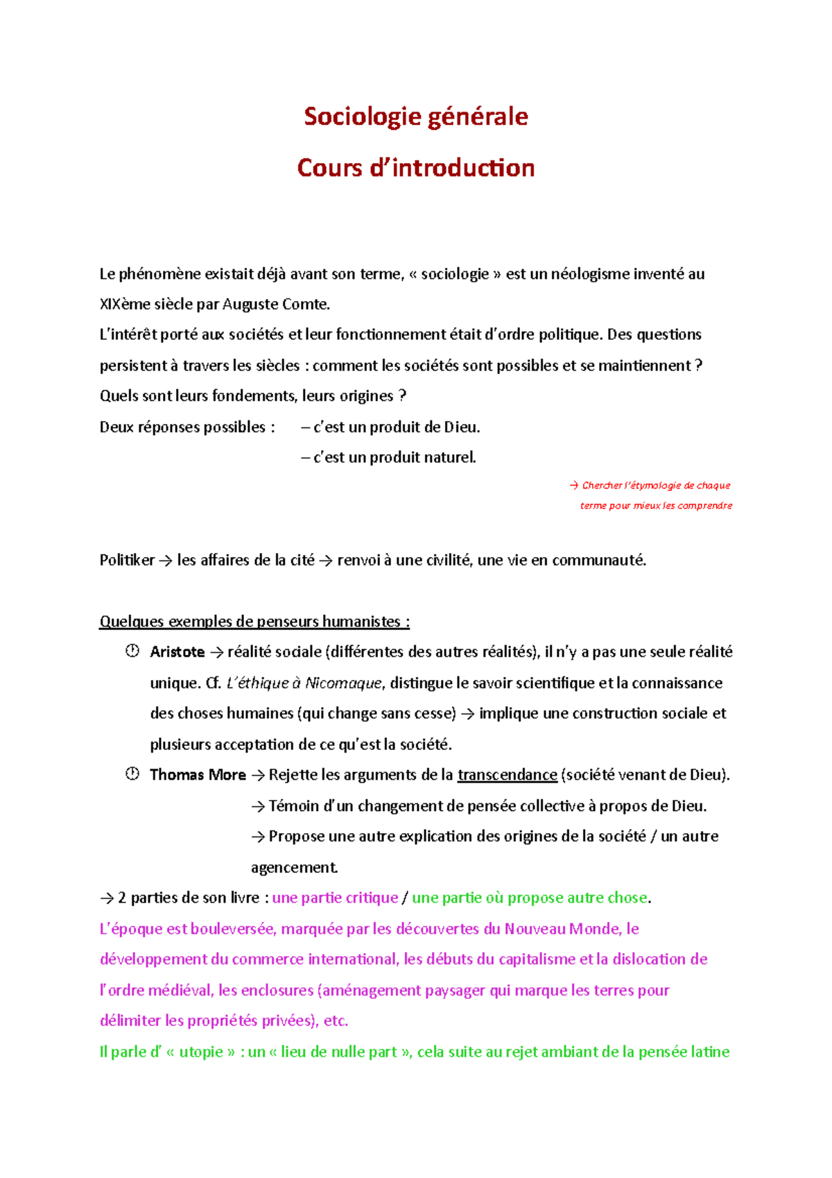Cours socio S1 - Warning: TT: undefined function: 32 Sociologie générale Cours d’introduction Le ...