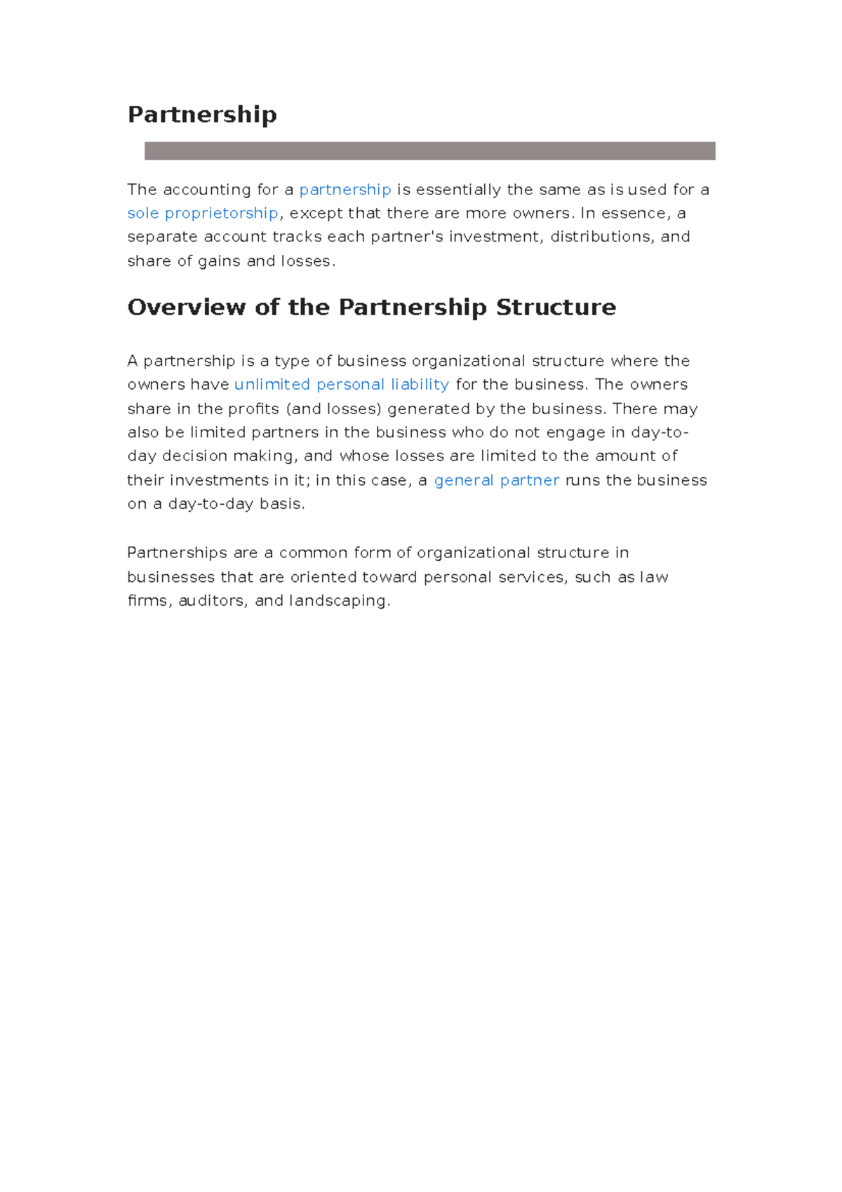 Partnership - ACCOUNTING - Partnership The accounting for a partnership ...