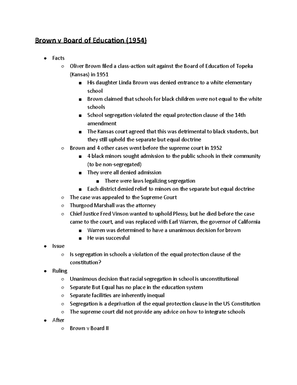 Brown v Board of Education - Studocu