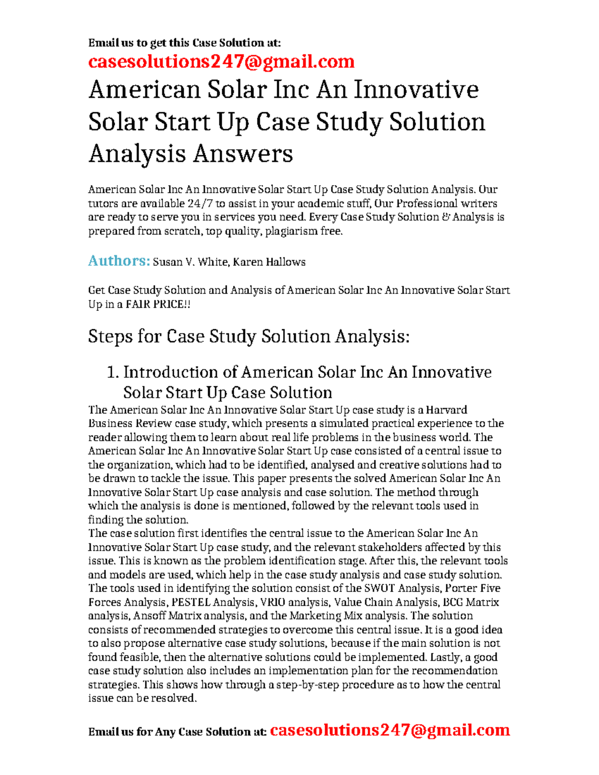 SOLUTION American Solar Inc An Innovative Solar Start Up ...