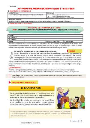 DPCC 1° - DPCC - DESARROLLO PERSONAL CIUDADANÍA Y CÍVICA SESIÓN DE APRENDIZAJE ACTIVIDAD ...