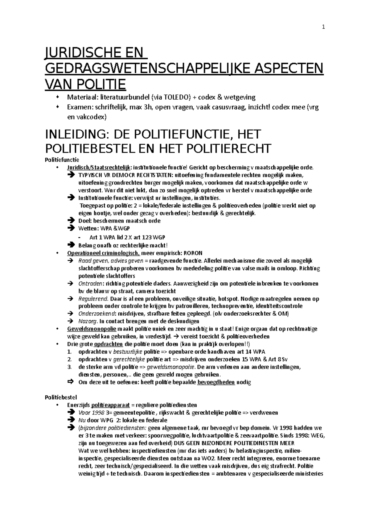 juridische & gedagswetenschappelijke aspecten van politie 2020-2021 ...