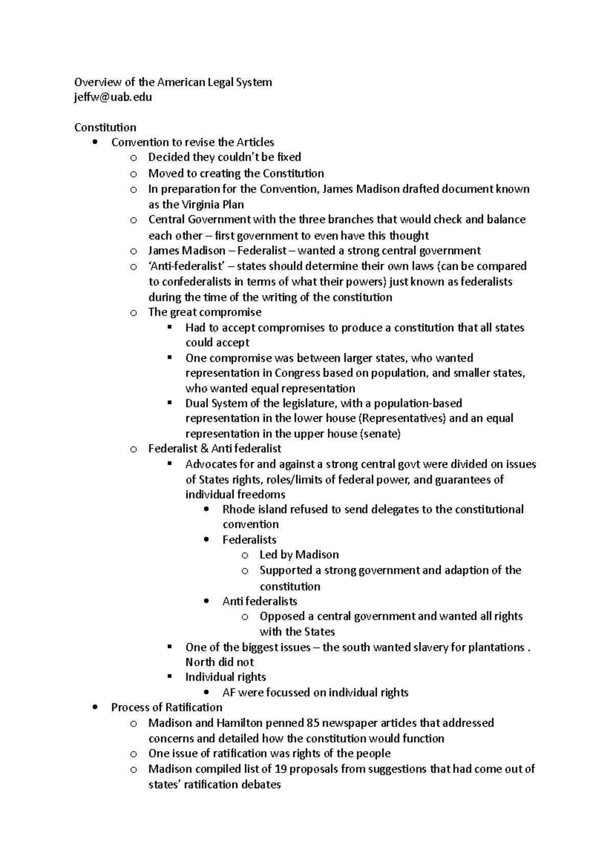 Overview of American Legal System - Studocu