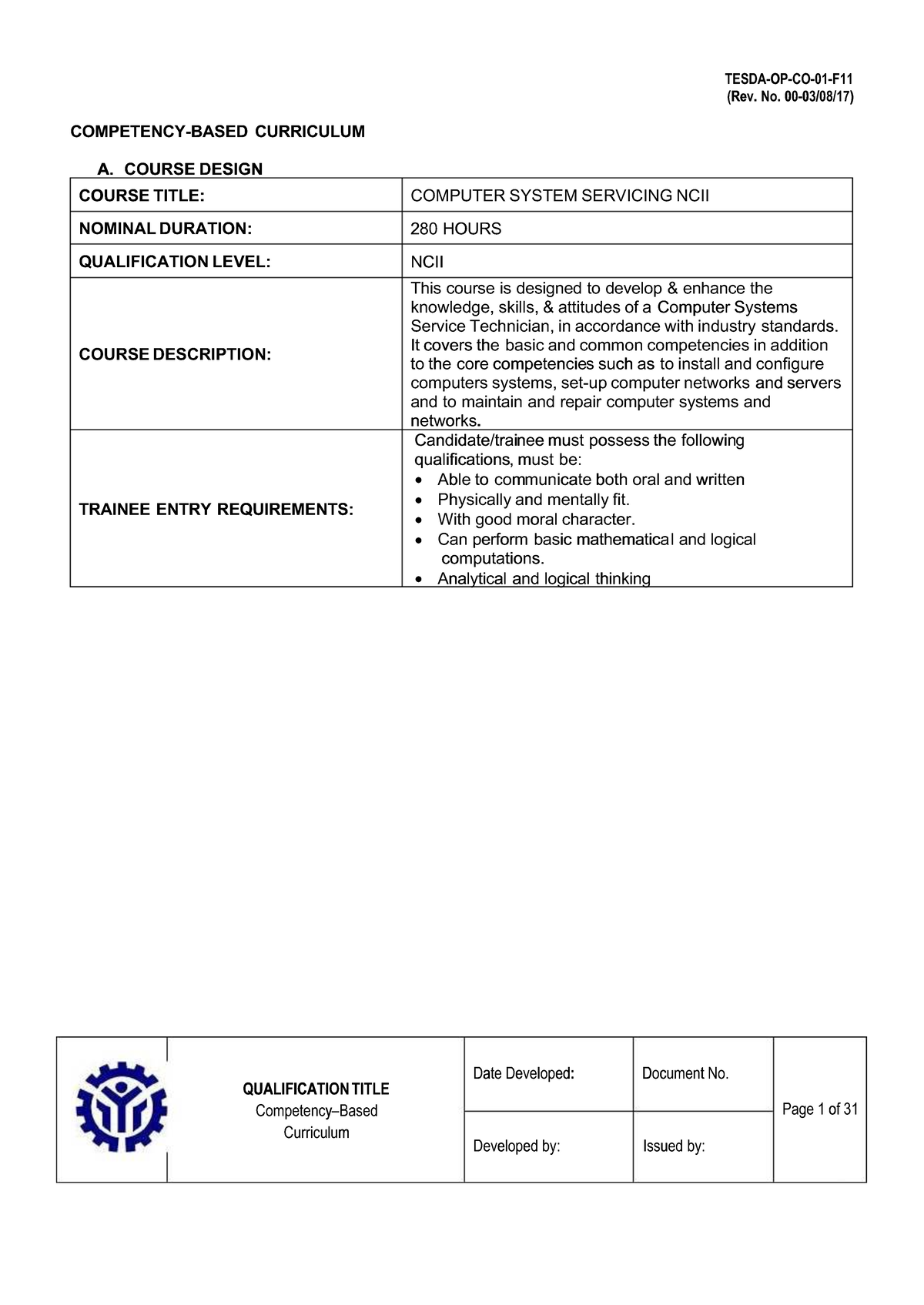 CBC 12345678901 CBC Computer System Servicing NC II - TESDA-OP-CO-01 ...