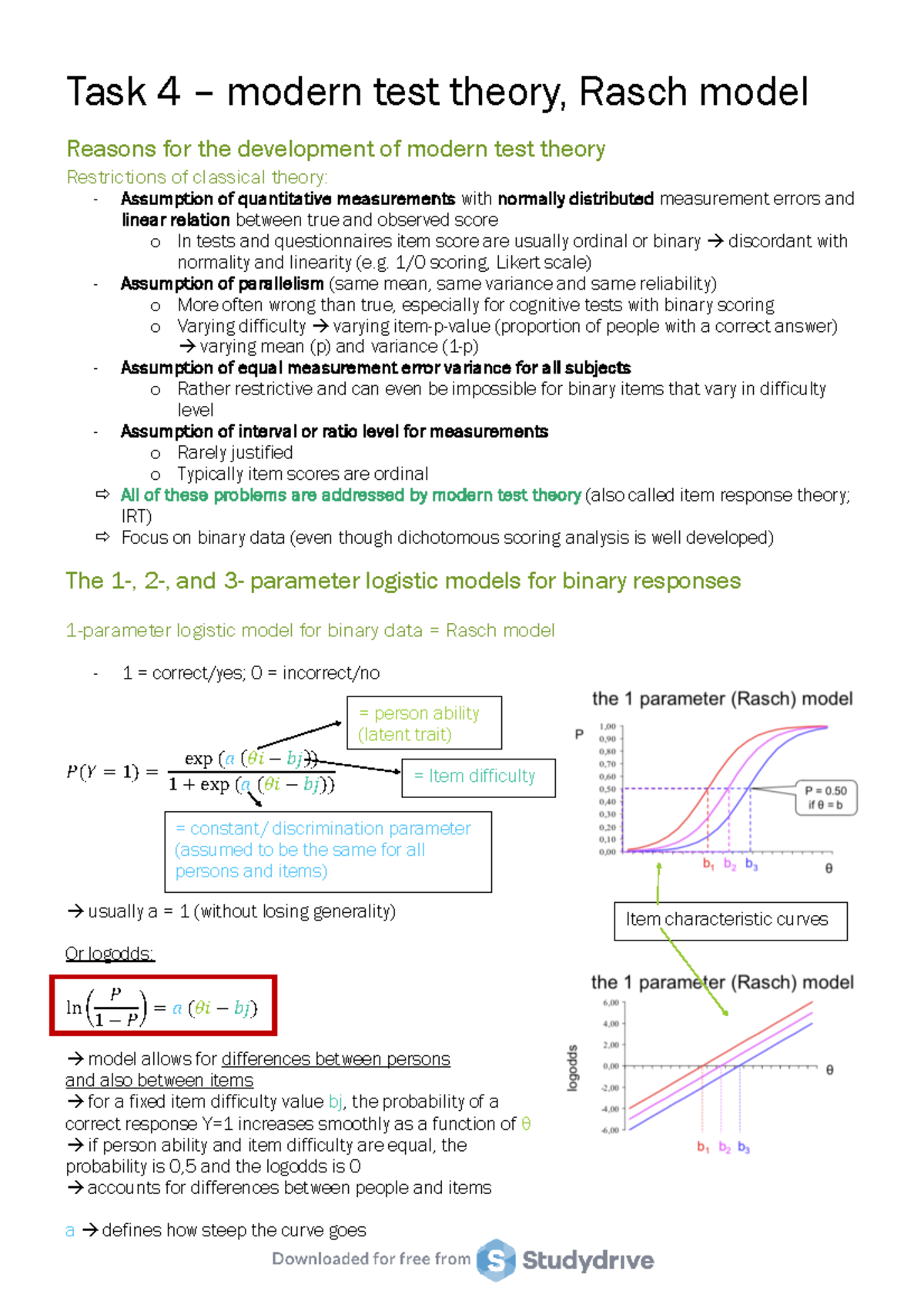 Task 4 modern test theory - Task 4 – modern test theory, Rasch model ...