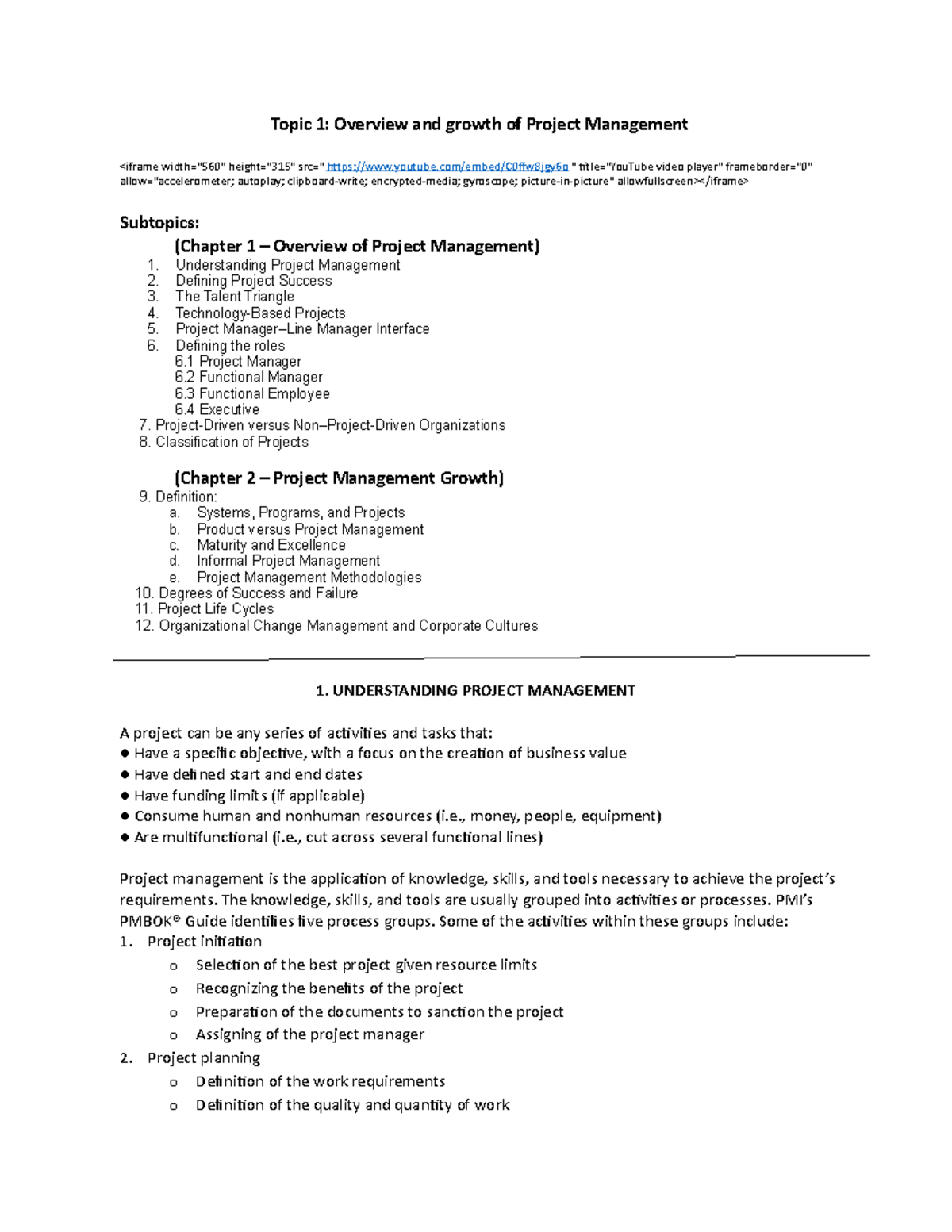 Topic 1 Overview and growth of Project Management - Topic 1: Overview ...