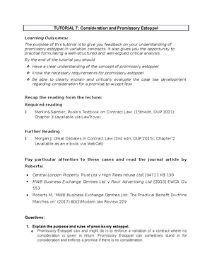 Tutorial 1 Activity - Contract Law -Tutorial 1 In terms of having to ...