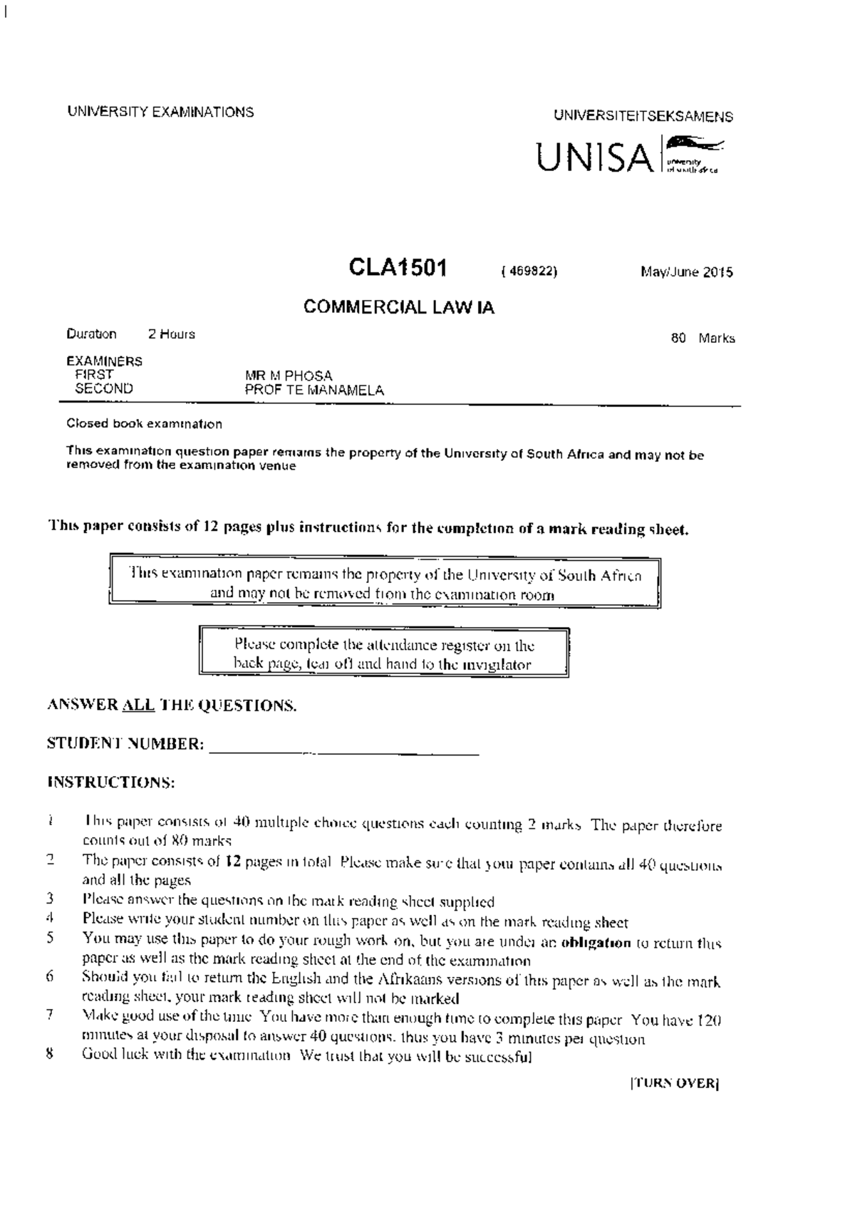 CLA1501 2015 6 E 1 - summaries - CLA1503 - Studocu