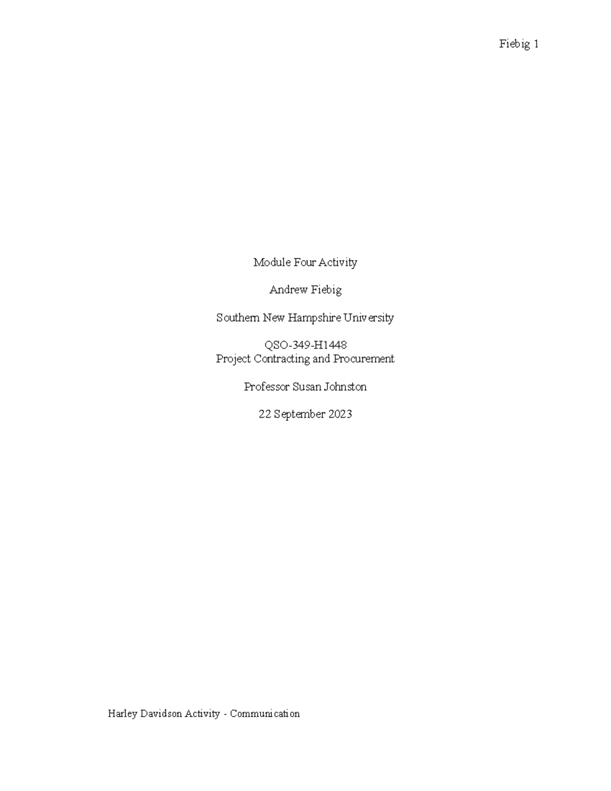 QSO 349 Module 4 Activity - Module Four Activity Andrew Fiebig Southern New Hampshire University ...