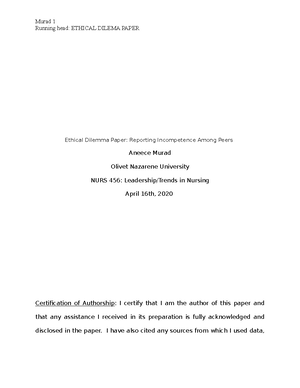 Applying Kidder's ethical decision making model - IN THIS ARTICLE, THE ...