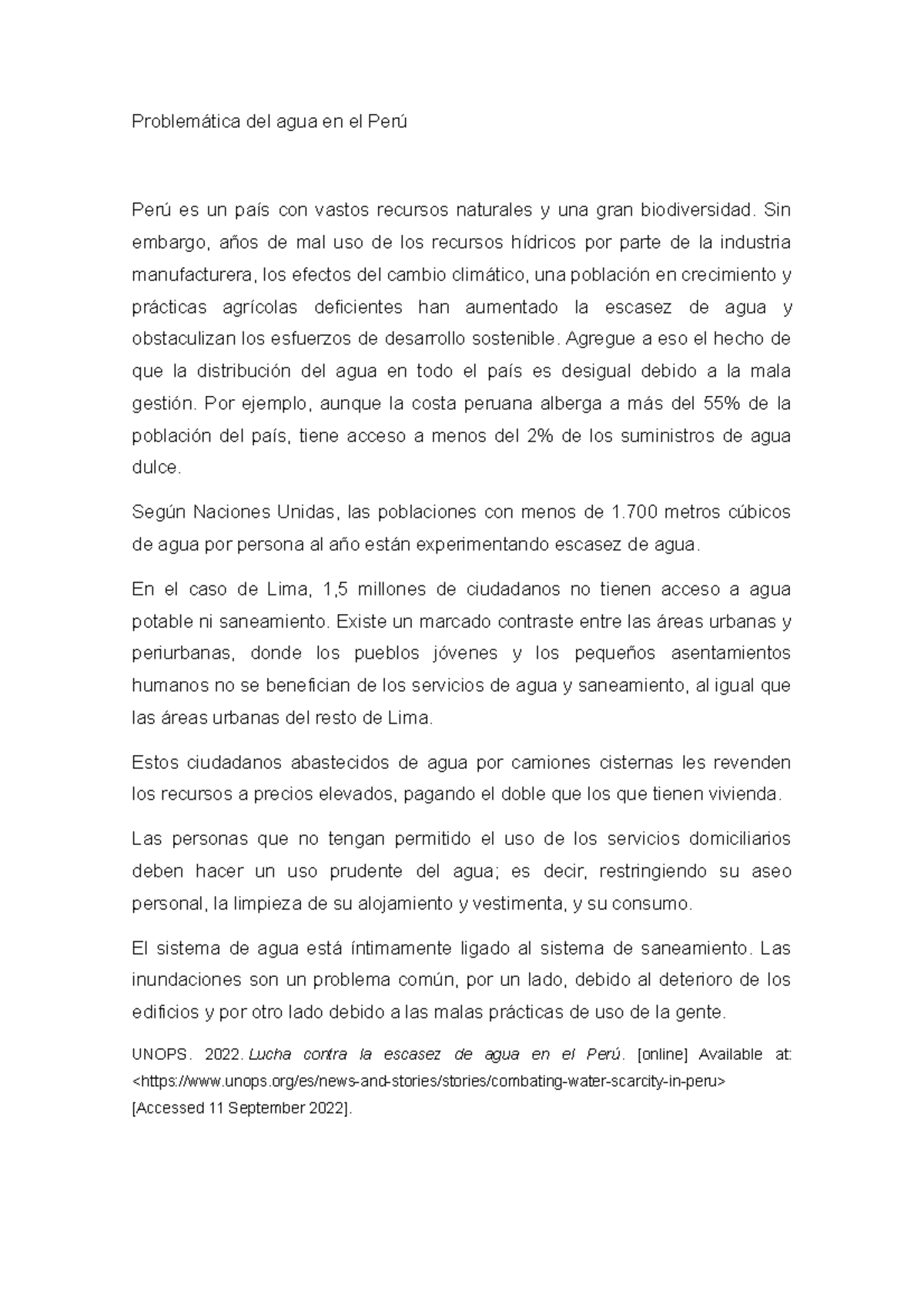 Problemática del agua en el Perú - Problemática del agua en el Perú ...