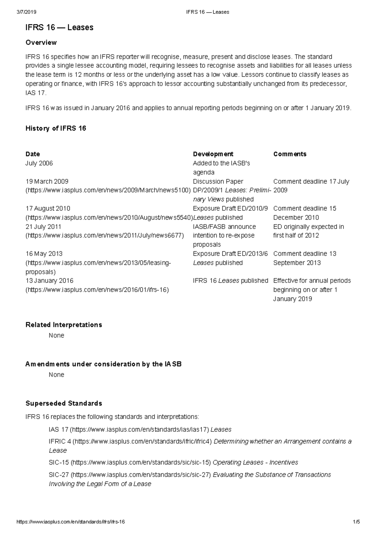IFRS 16 Leases This Is Related To IFRS IFRS 16 Leases Overview
