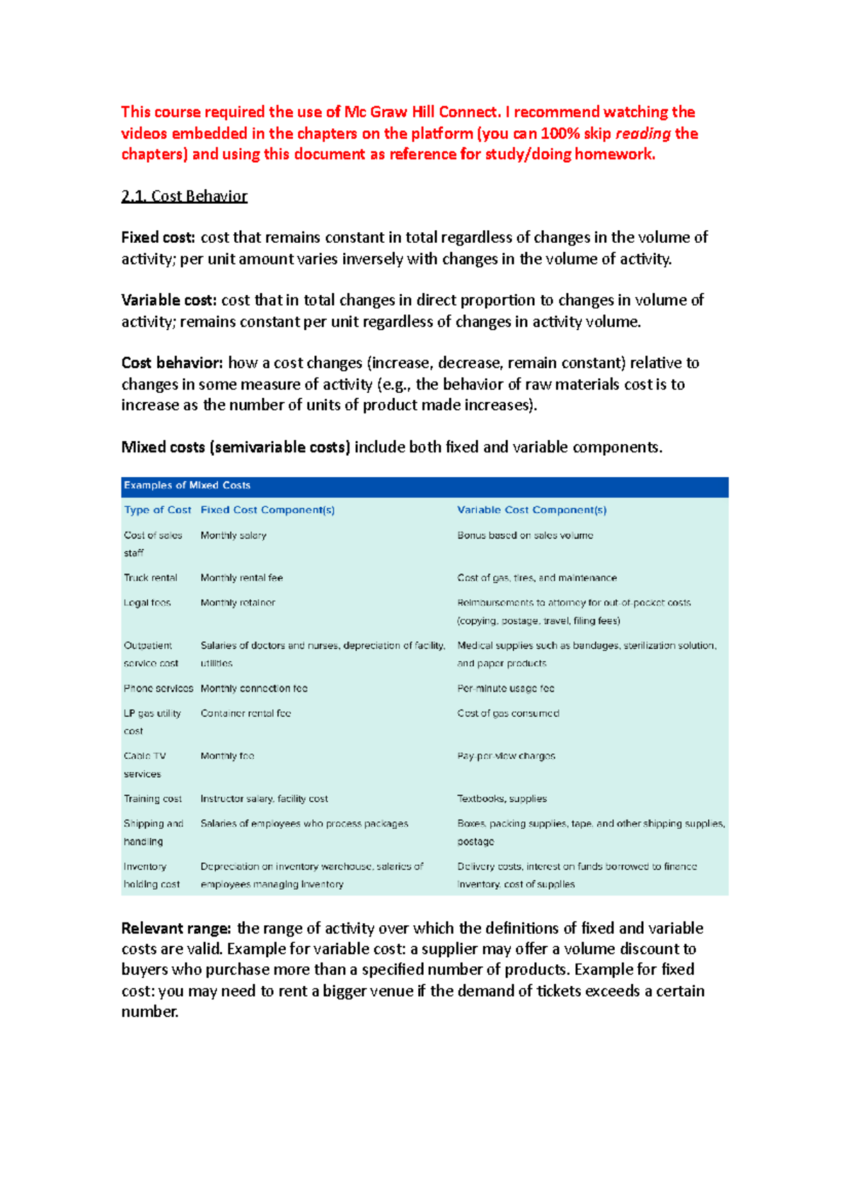 2021-Managerial Accounting(ACCT6012-81)-Chapter 2 Notes - This course ...