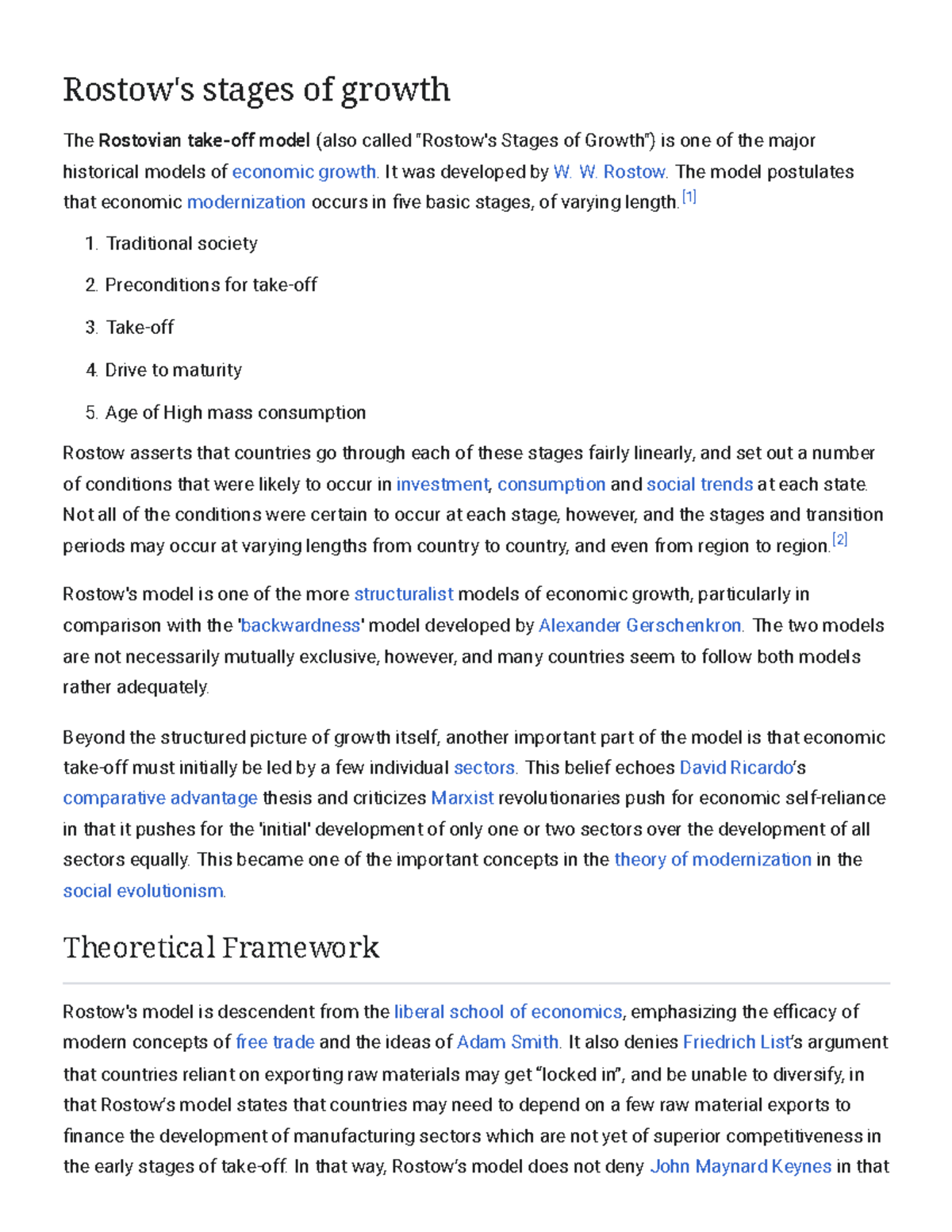 Rostow's stages of growth - Wikipedia - Rostow's stages of growth The ...
