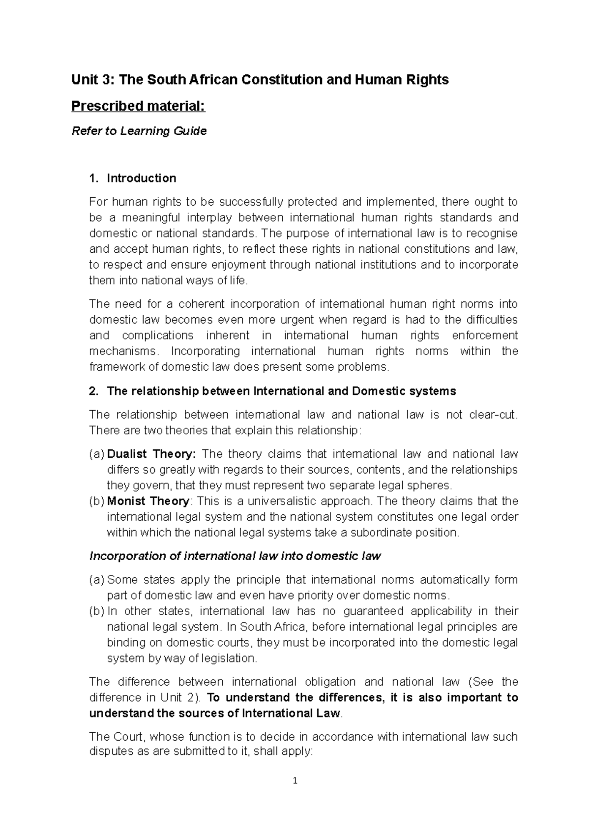 Unit 3 - human rights law lecture 3 introduction - Unit 3: The South ...