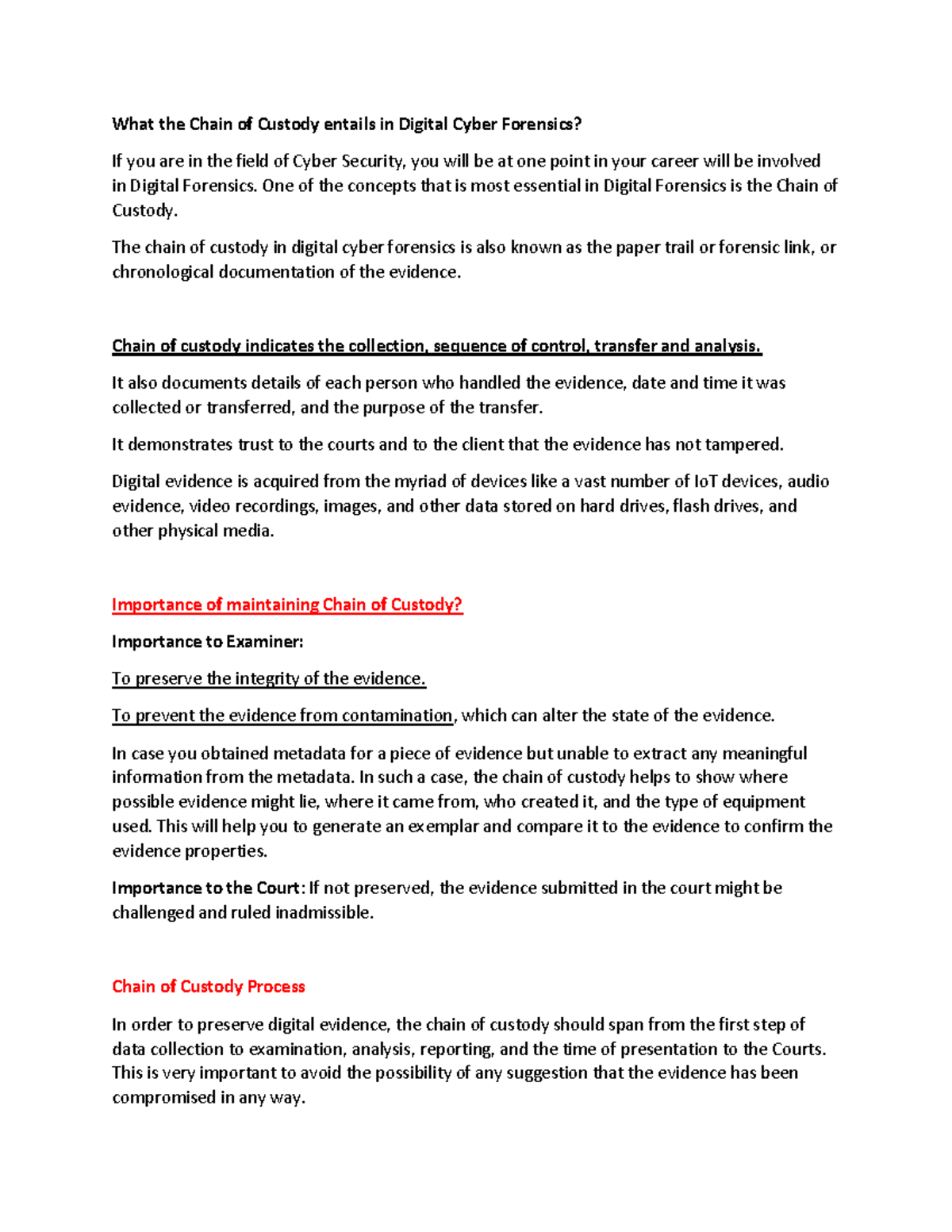 Chain of Custody [4410] - What the Chain of Custody entails in Digital ...