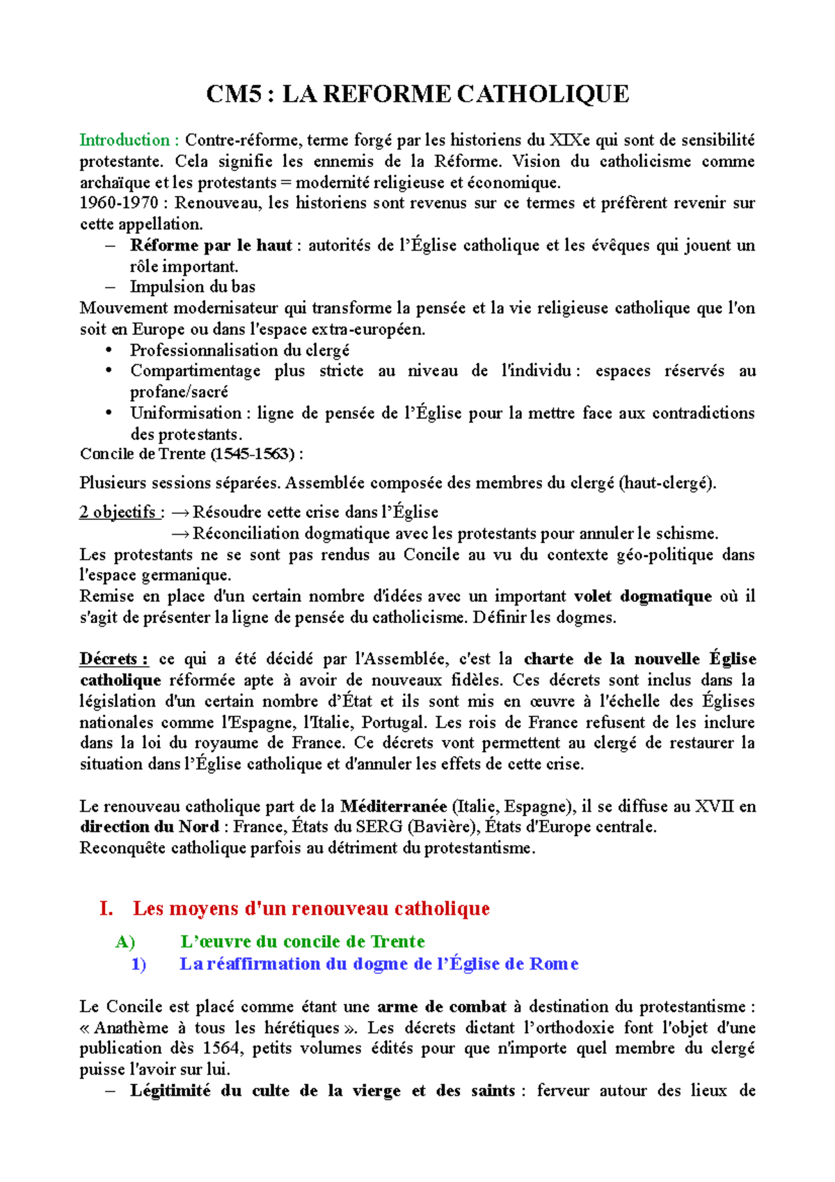 CM5 La Réforme catholique - CM5 : LA REFORME CATHOLIQUE Introduction ...