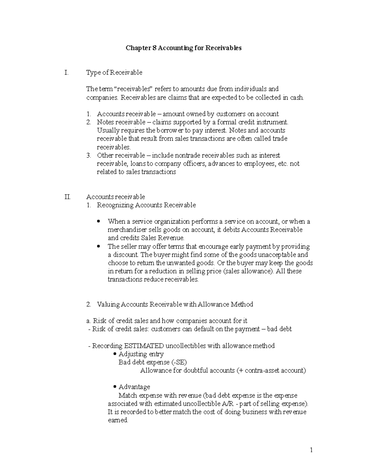 Chapter 8: Account for Receivable - Chapter 8 Accounting for ...