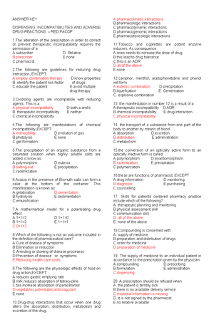 Pcol toxic pacop 1 - Pcol answer - Pharmacology & Toxicology RED PACOP ...