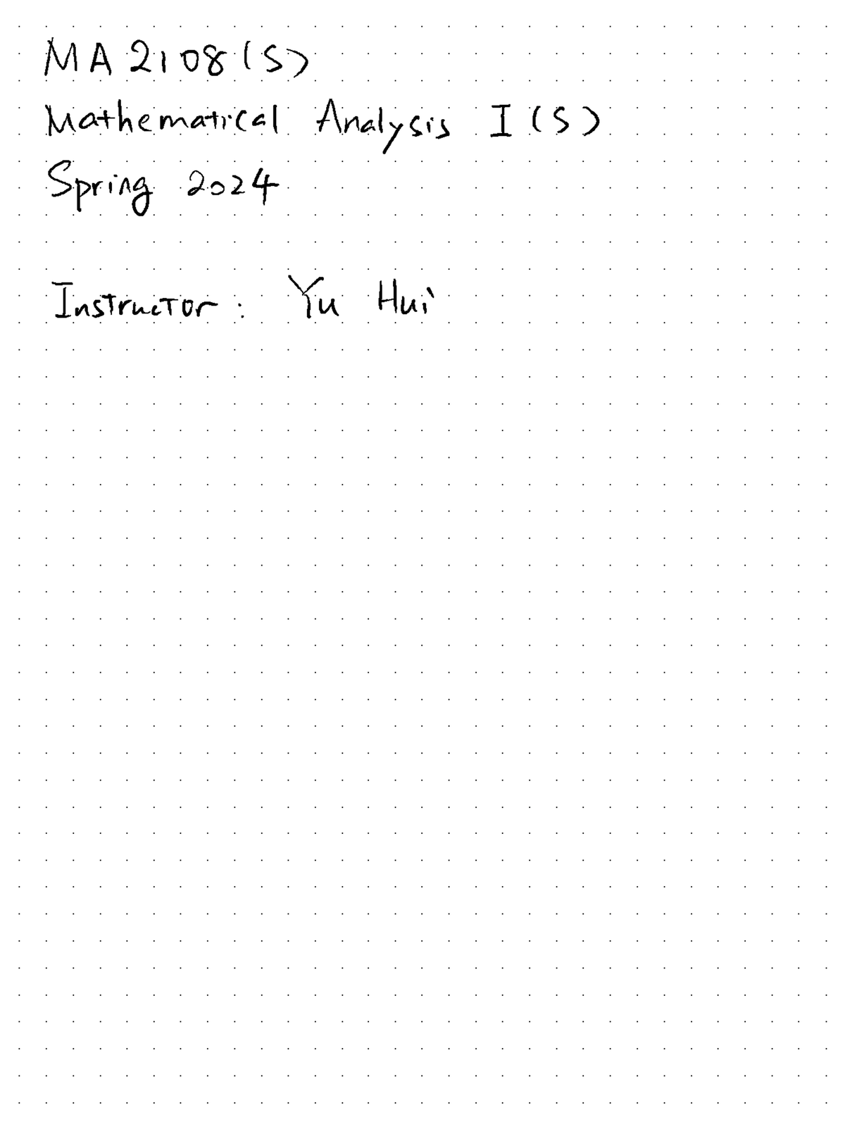 Week9 lecture notes - MA 2108157 Mathematical Analysis I(S) Spring 2024 ...