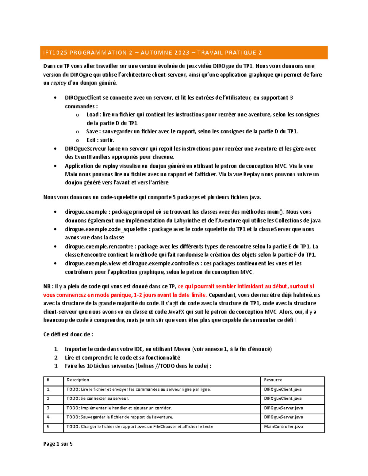 TP2-enonce-v - IFT1025 PROGRAMMATION 2 – AUTOMNE 2023 – TRAVAIL PRATIQUE 2 Dans ce TP vous allez ...
