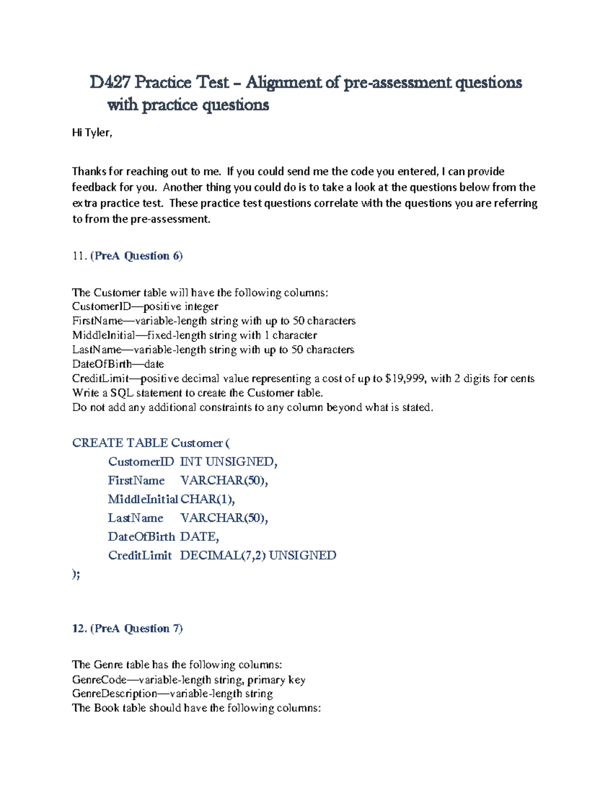 D427 Pre A Practice Test Question Alignment - D427 Practice Test ...