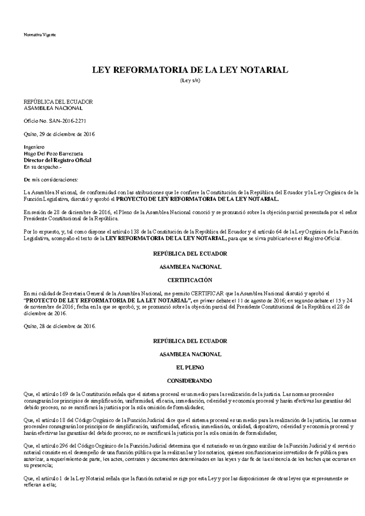 Ley Notarial reformada - Normativa Vigente LEY REFORMATORIA DE LA LEY ...