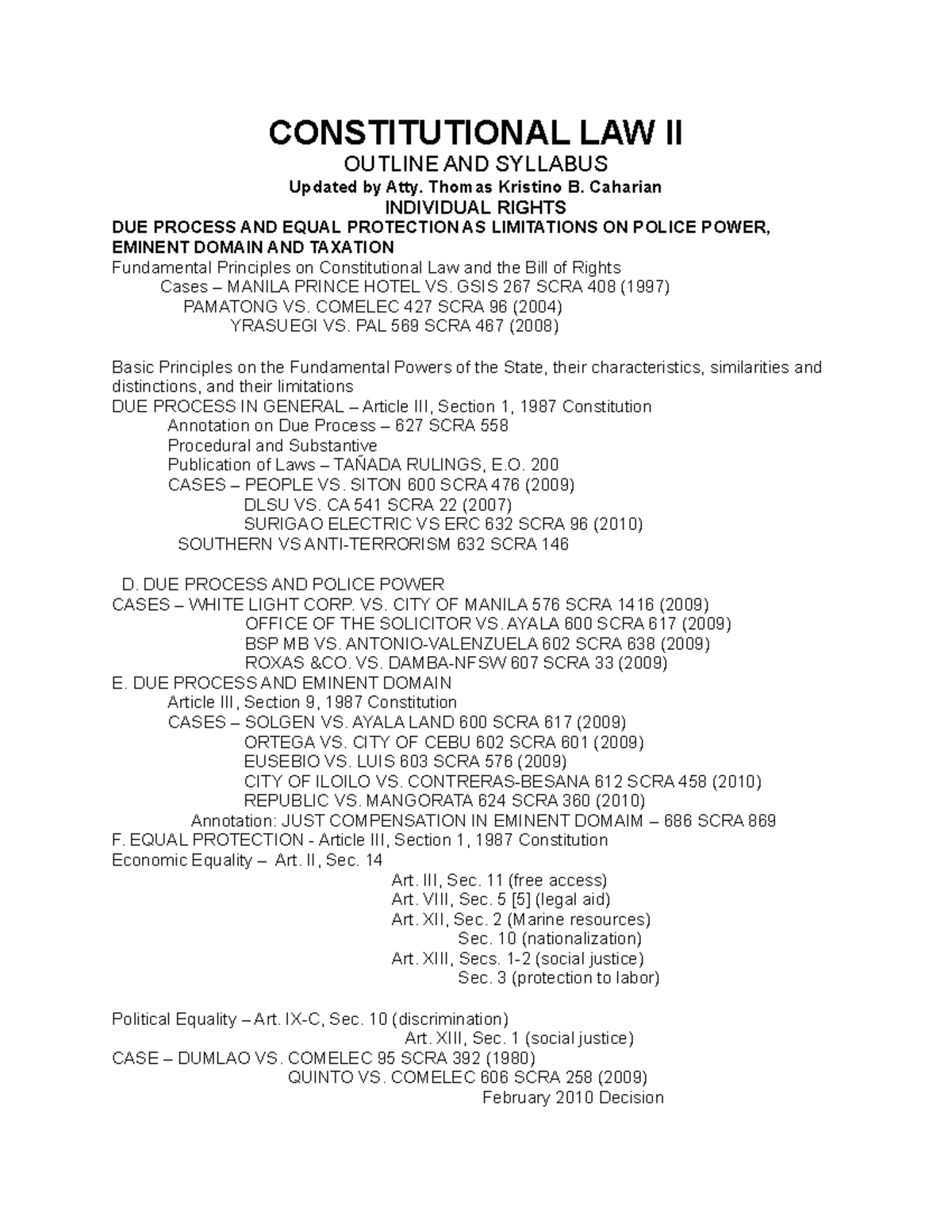 Constitutional-WPS Office - CONSTITUTIONAL LAW II OUTLINE AND SYLLABUS ...