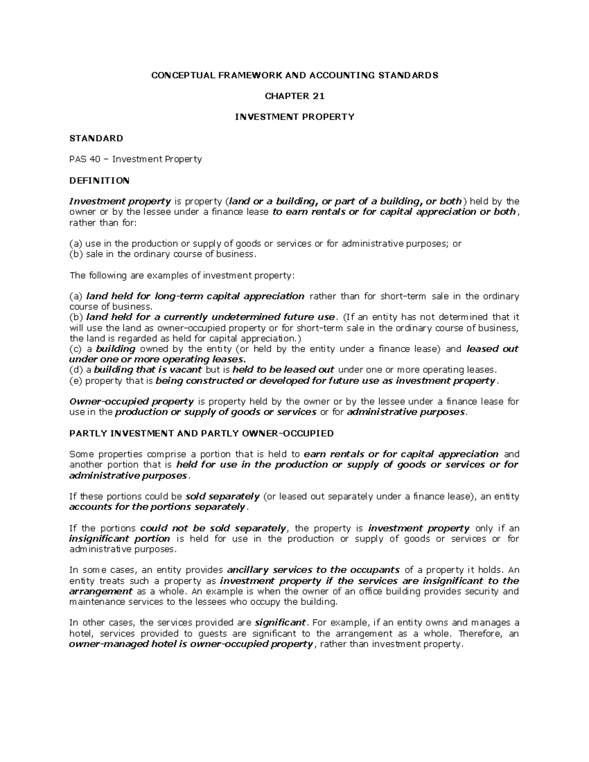 Chapter 21 - Investment Property - CONCEPTUAL FRAMEWORK AND ACCOUNTING ...