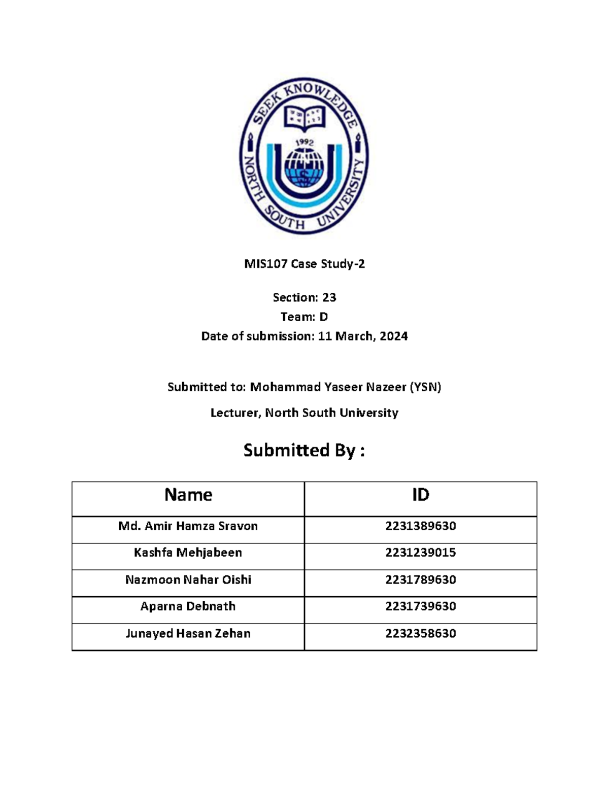 MIS107-Case study - Management Information System - MIS107 Case Study ...